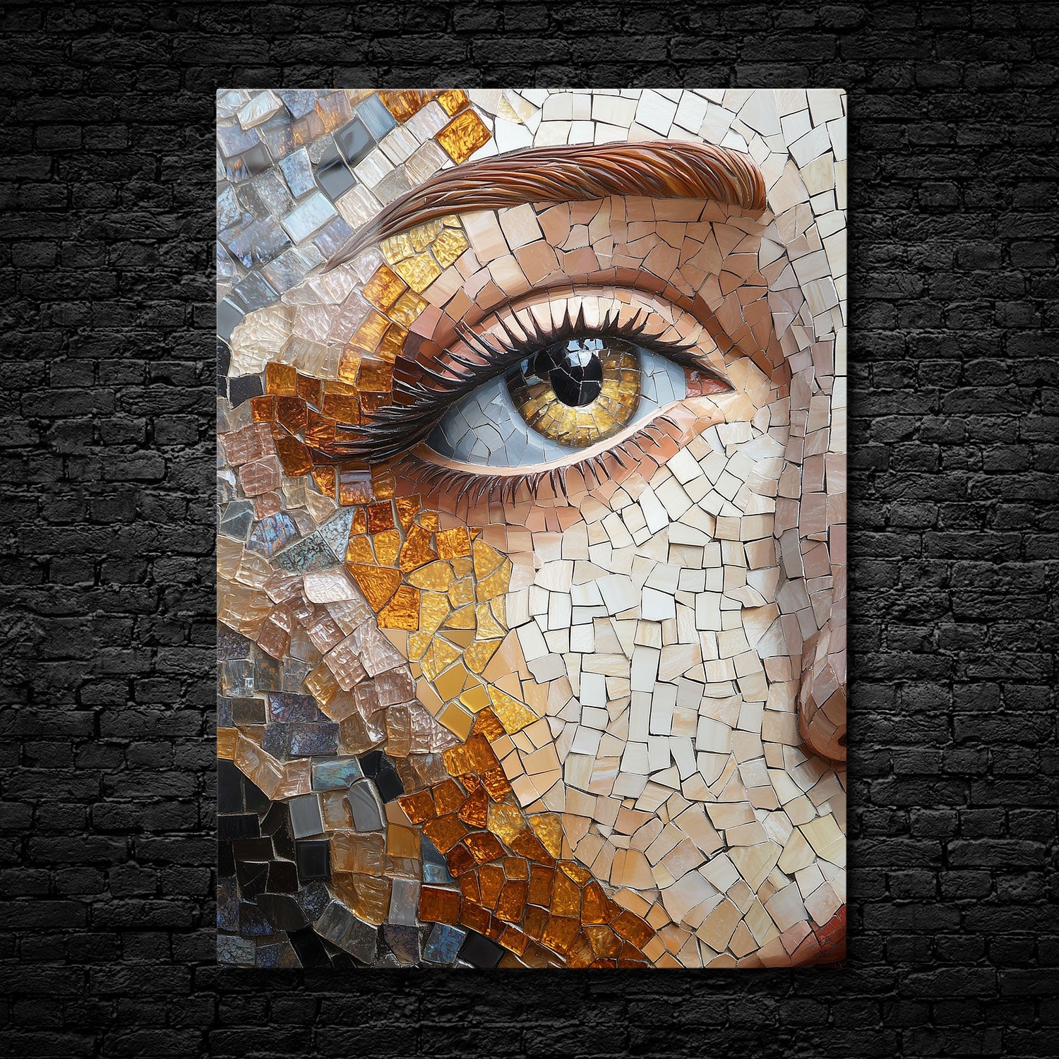Golden Gaze Mosaic - Metal Print